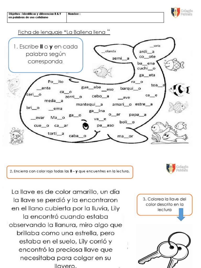 Ficha de Lenguaje La Ballena Llena | PDF