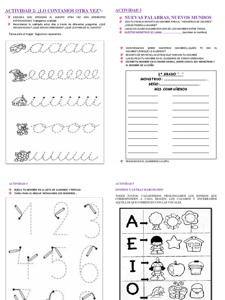 Actividades - Primer Grado | PDF