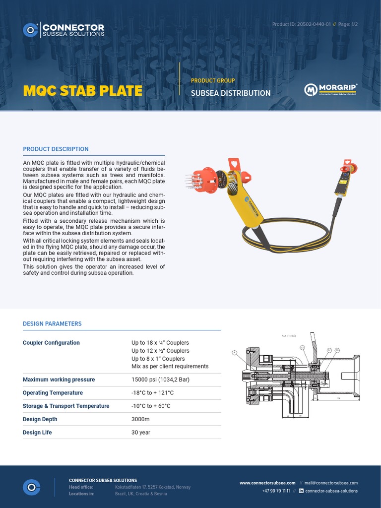 MQC Stab Plate: Subsea Distribution | PDF | Subsea (Technology ...