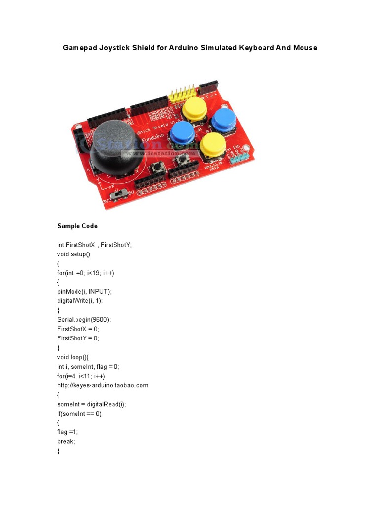 Gamepad Joystick Shield For Arduino Simulated Keyboard and Mouse | PDF