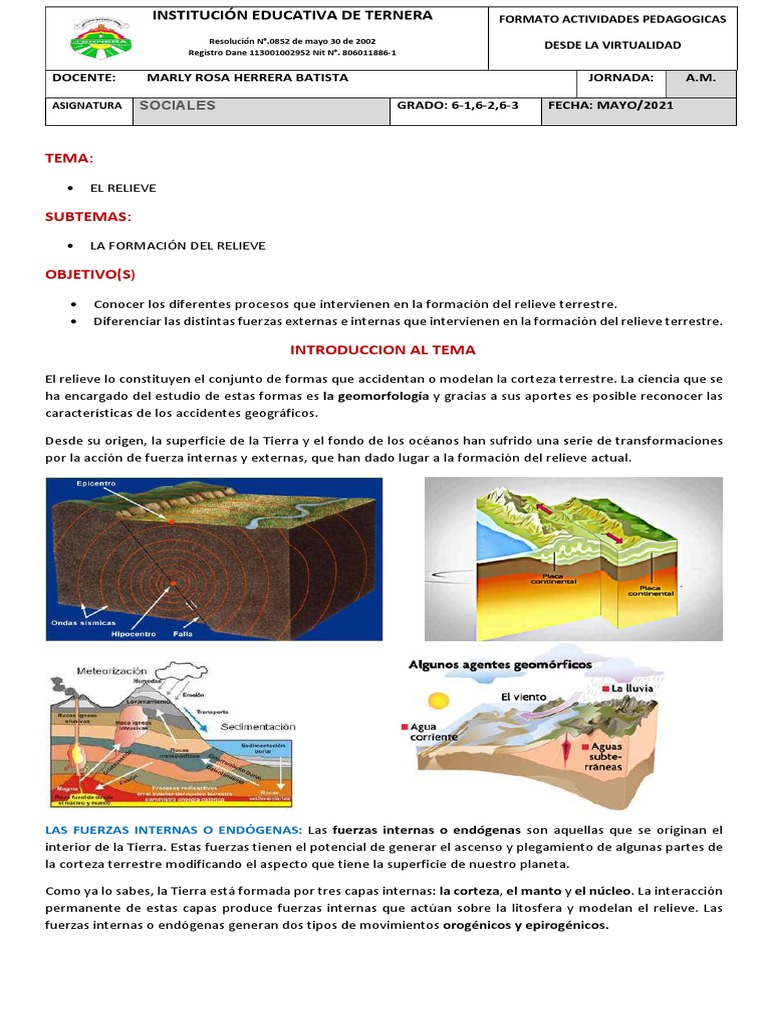Formación del Relieve Terrestre | PDF | Volcán | Erosión
