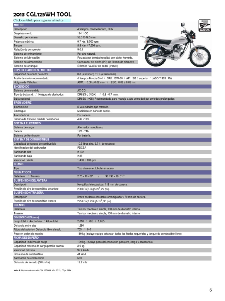 CGL125WH Tool | PDF | Tecnología de vehículos | Partes de vehículo