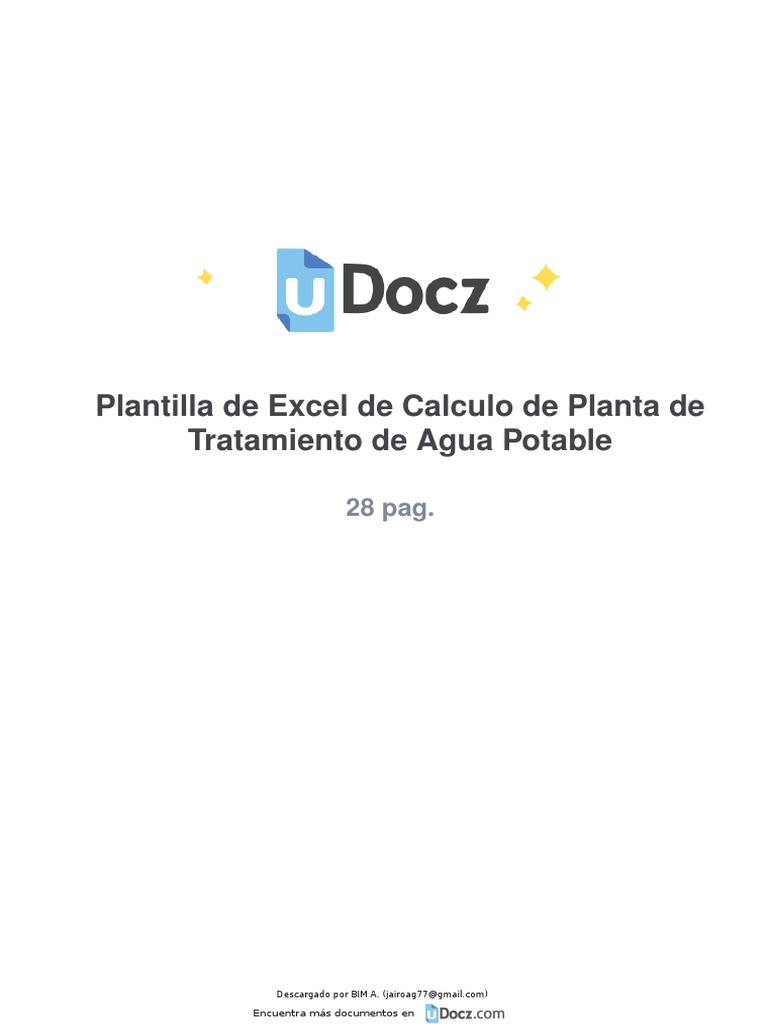 Plantilla de Excel de Calculo de Planta de Tratamiento de Agua Potable ...
