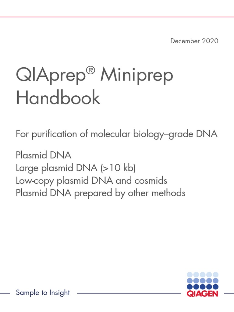 HB-1206-007 HB QIAprep Miniprep 1220 WW | PDF | Agarose Gel ...