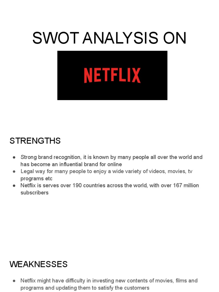 SWOT Analyis On Netflix | PDF