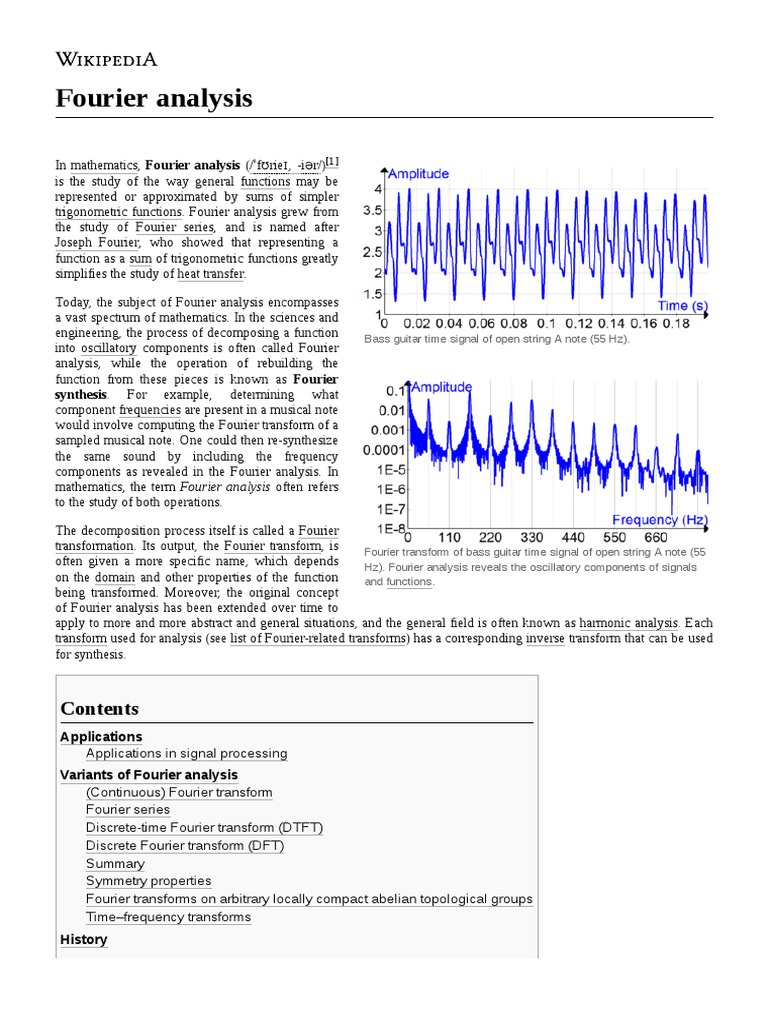Fourier Analysis Synthesis For Example Determining What Pdf Fourier Analysis Discrete