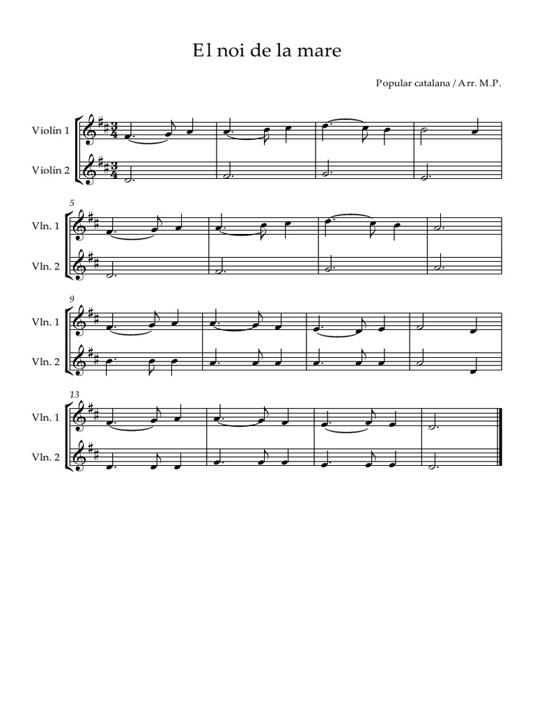 El Noi de La Mare - INI - Partitura Completa | PDF