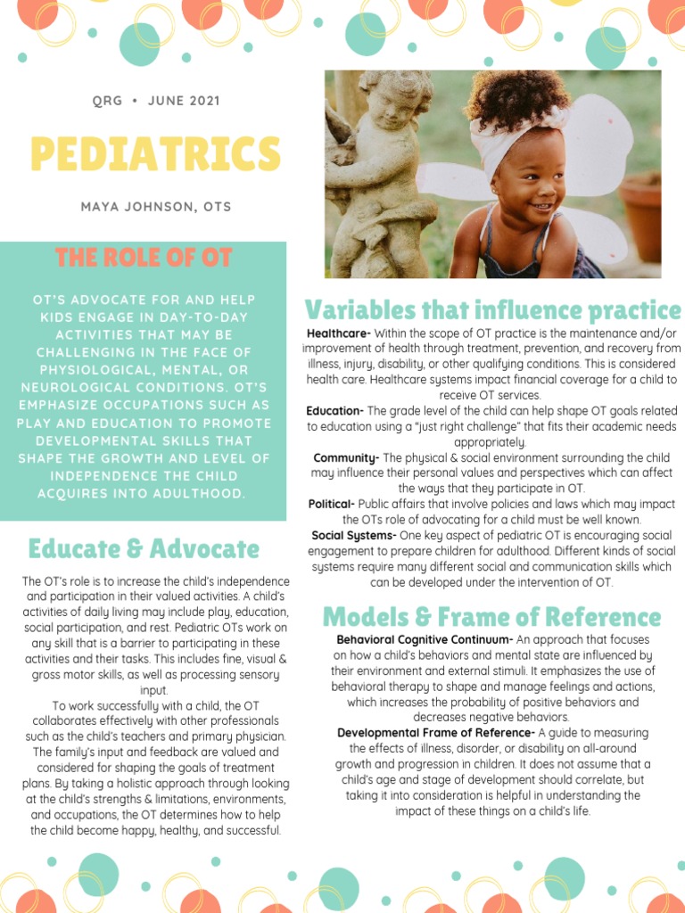 OT in Pediatrics Quick Reference Guide | PDF | Health Care | Cognition