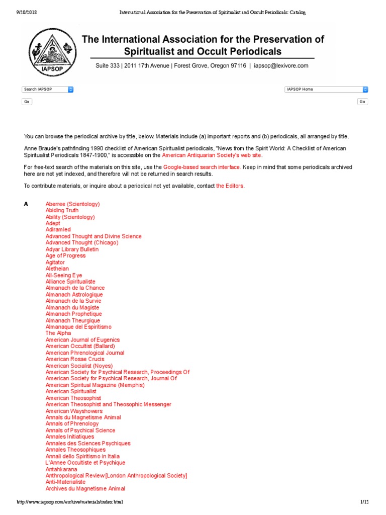 International Association For The Preservation of Spiritualist and ...