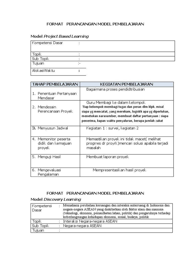LK Rancangan Model Pembelajaran | PDF