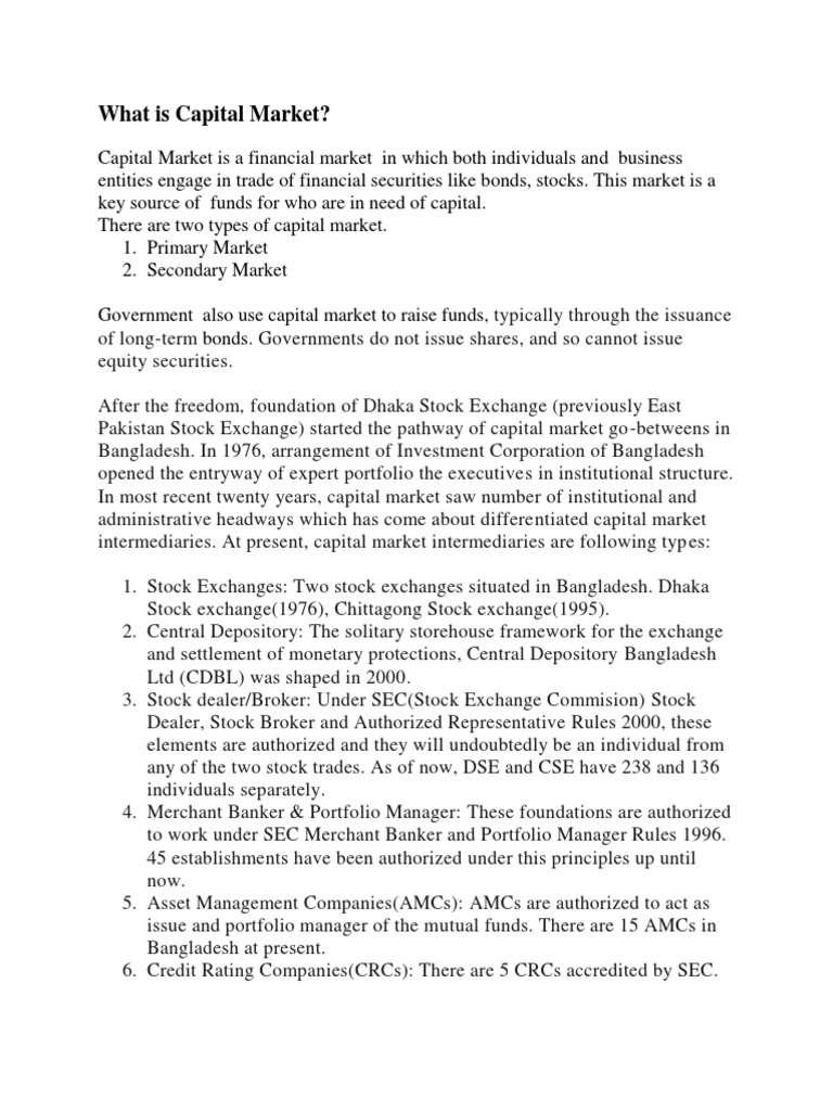 Capital Market | PDF | Securities (Finance) | Capital Market