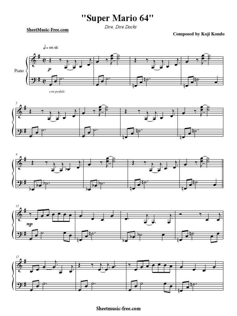Super Mario Sheet Music Super Mario Piano Sheet Music (SheetMusic Free ...