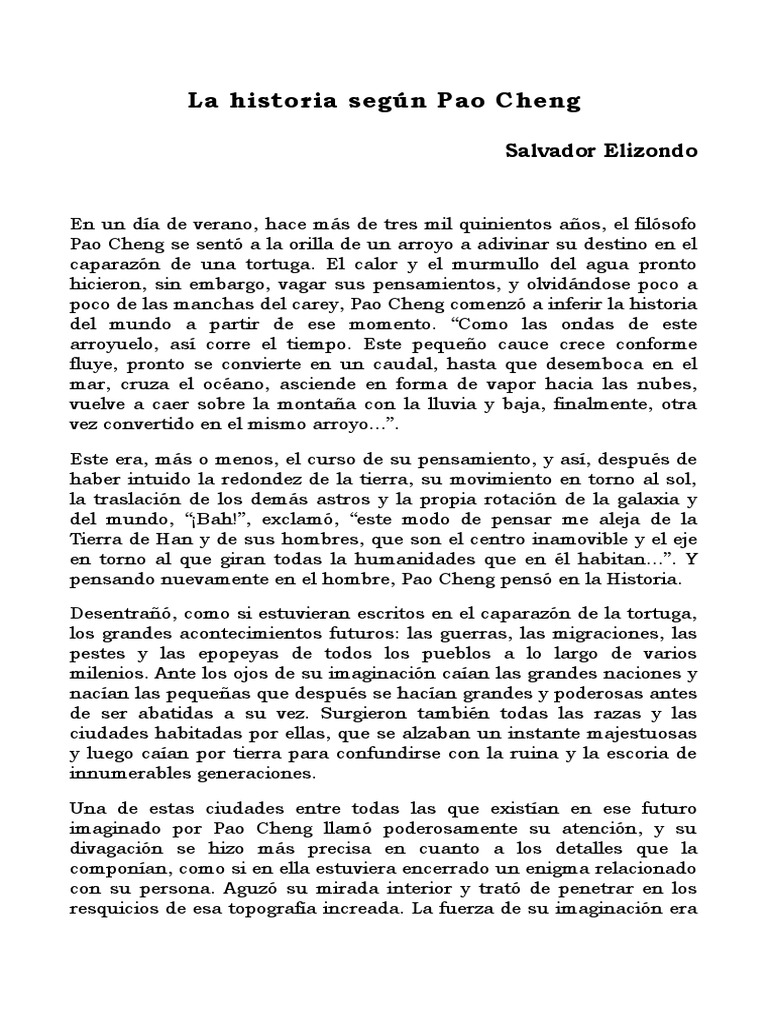Salvador Elizondo - La Historia Según Pao Cheng | PDF | Naturaleza