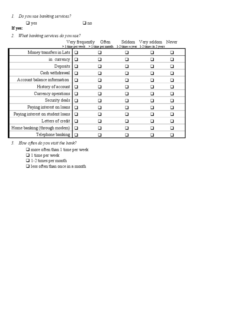 Questionnaire | PDF | Banks | Money