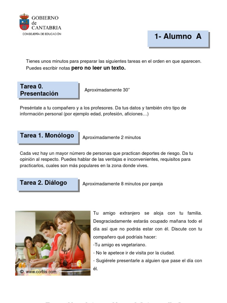 EOI Examen Ingles Intermedio Expresion - Interaccion - Oral | PDF | Ocio