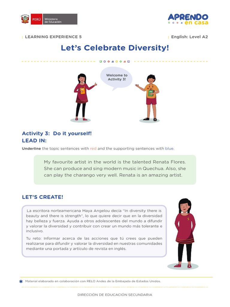 Let's Celebrate Diversity!: Activity 3: Do It Yourself! Lead in | PDF