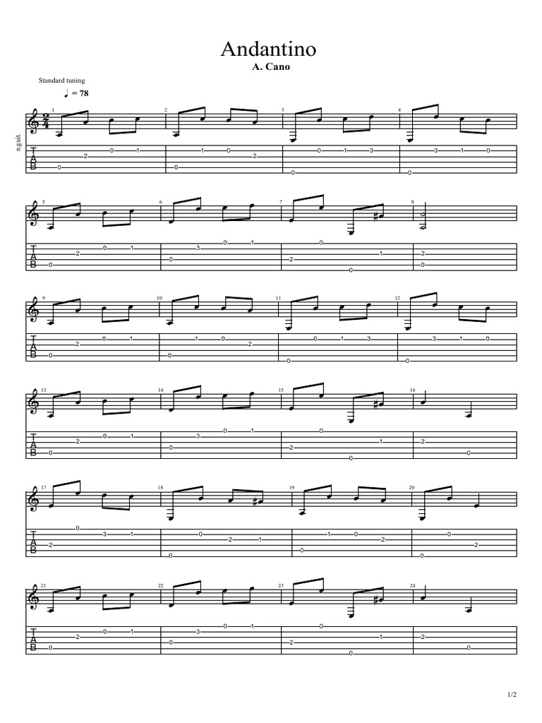 Andantino Guitar Tab Notation | PDF