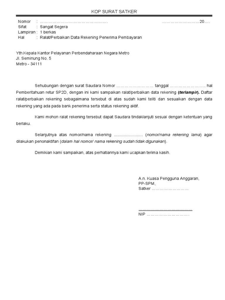 Surat Ralat Perbaikan Rekening (SRPR) | PDF