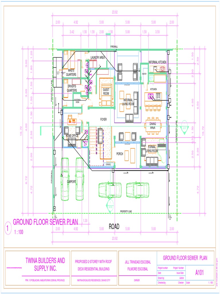 Ground Floor Sewer Plan for Residence | PDF | Buildings And Structures ...