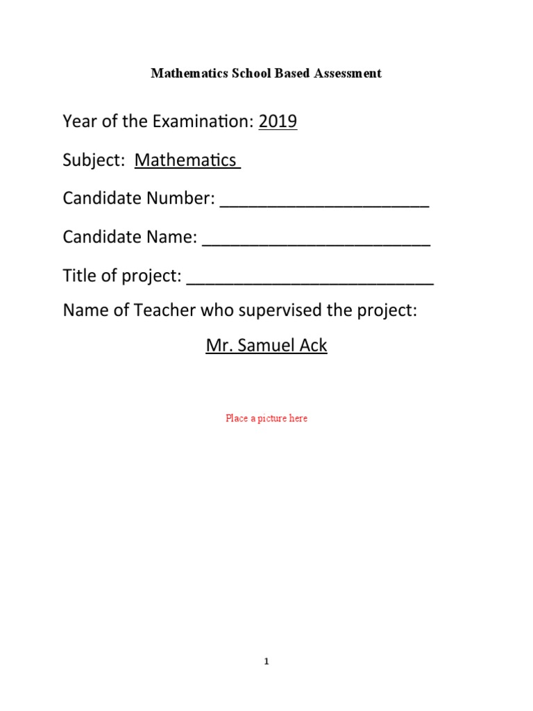 Template of Mathematics School Based Assessment | PDF | Data | Data ...