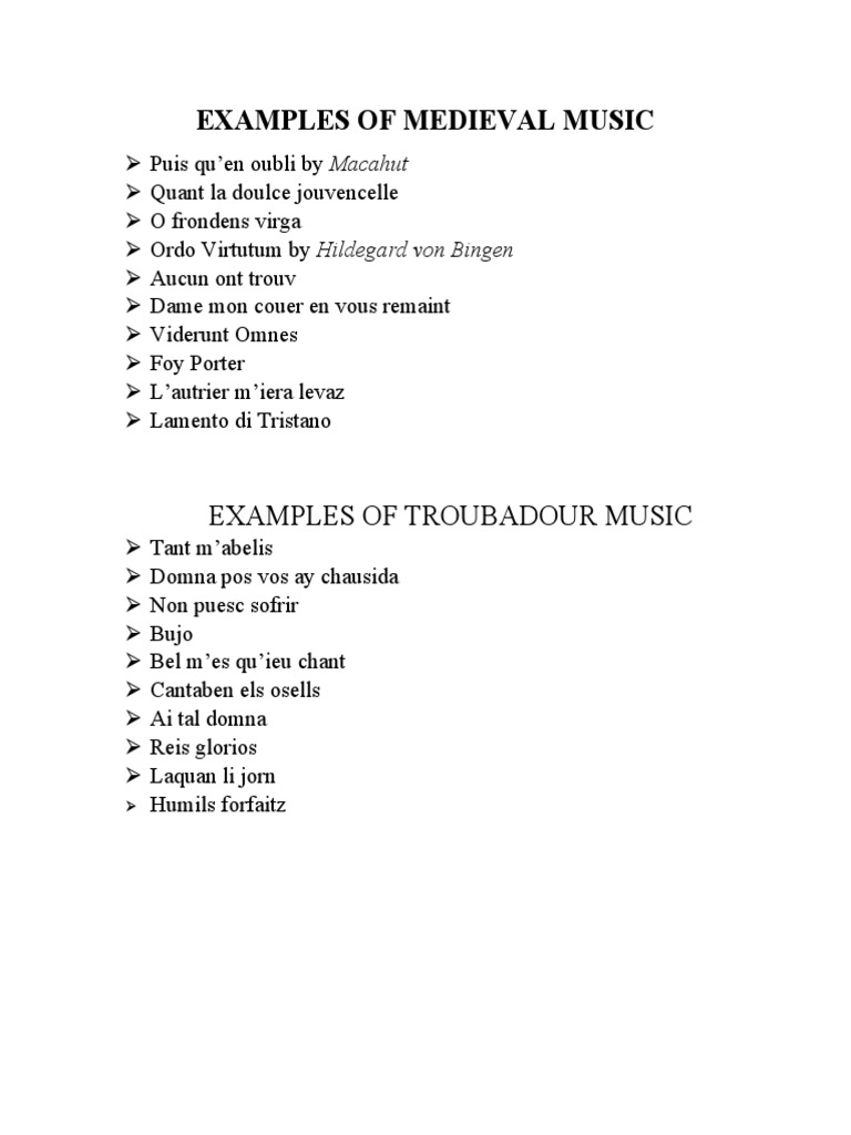 Examples of Medieval and Troubadour Music | PDF