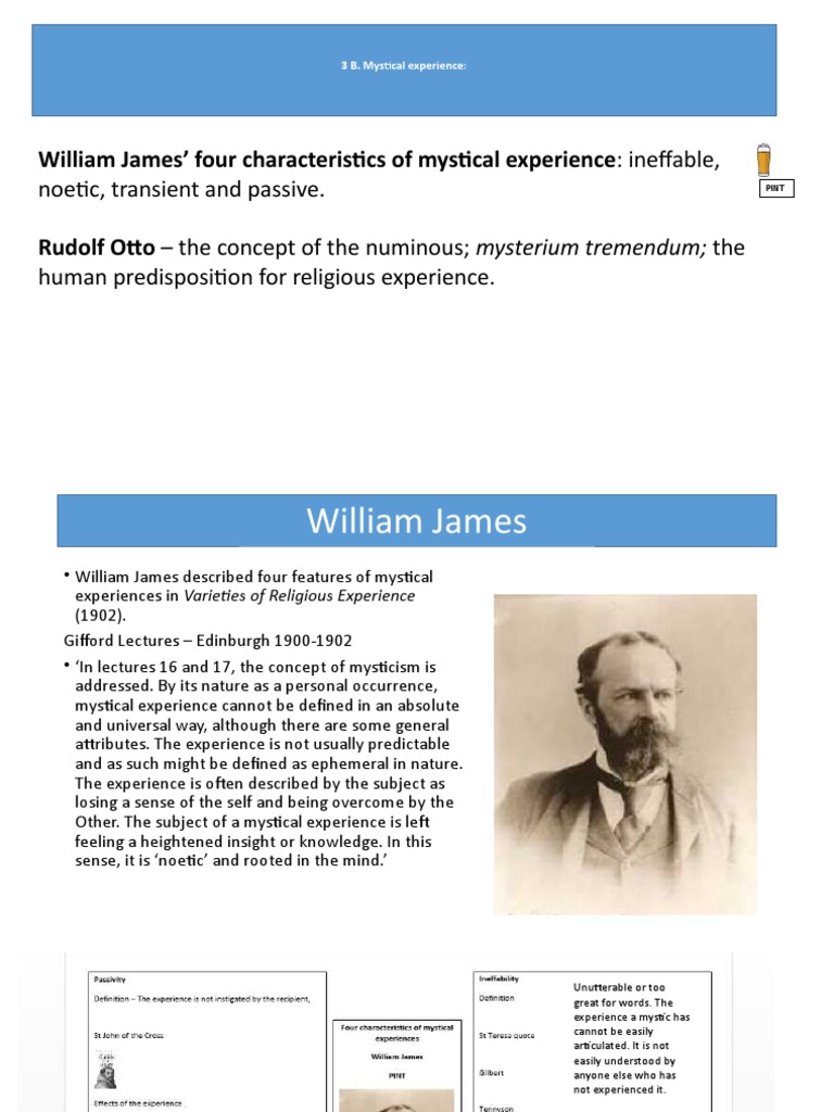 William James' Four Characteristics of Mystical Experience: Ineffable ...