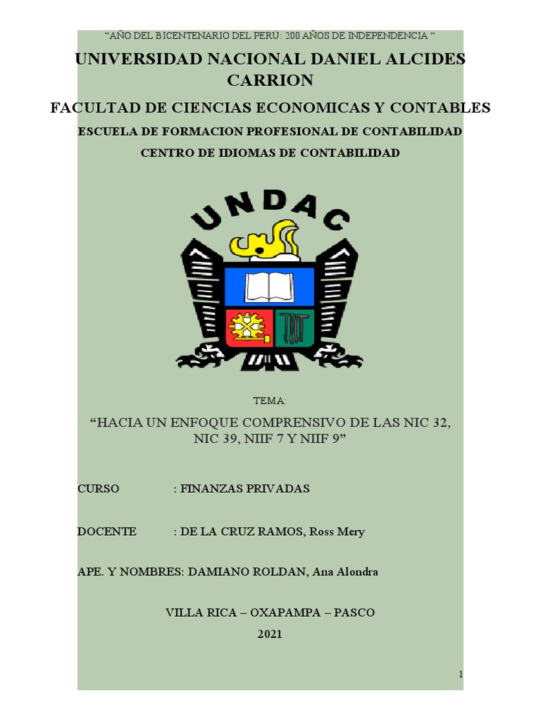 Hacia un enfoque comprensivo de las NIC 32, NIC 39, NIIF 7 y NIIF 9 ...