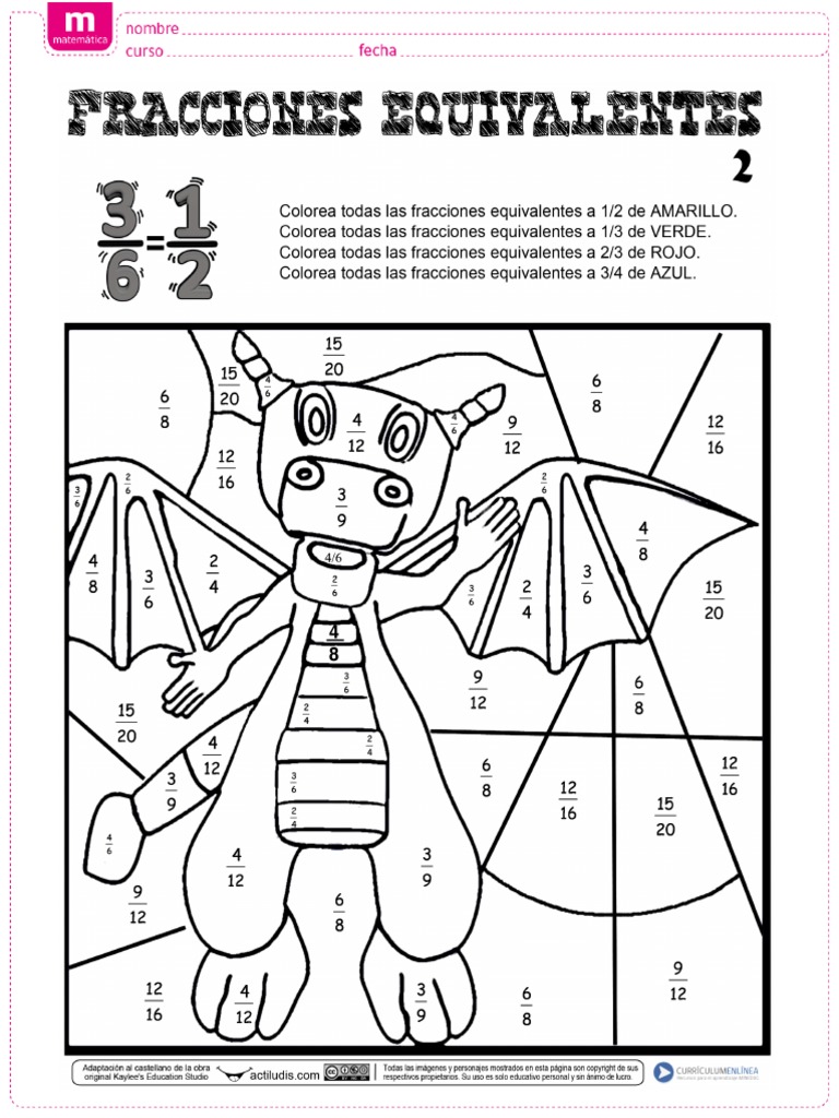 Tarea Fracciones Equivalentes 5°básico | PDF