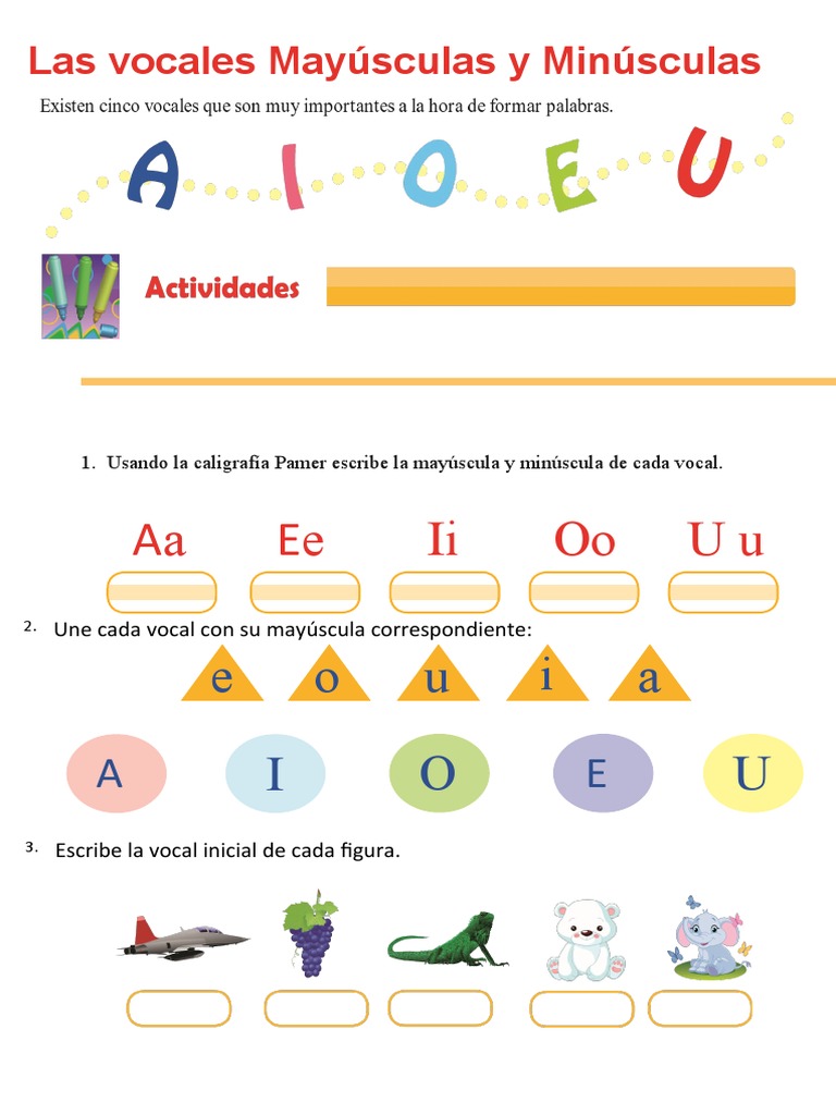 Vocales Mayúsculas y Minúsculas para Niños | PDF