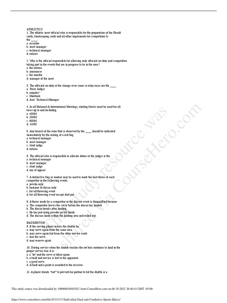 Individual Dual and Combative Sports II | PDF | Referee | Sports