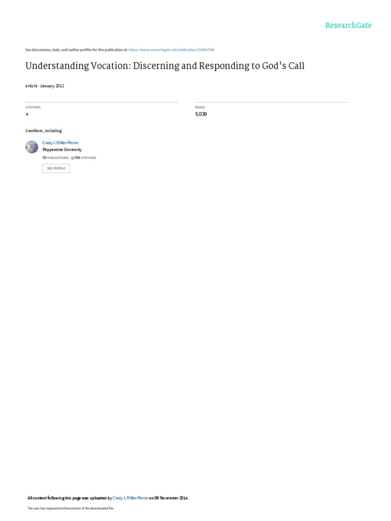 Understanding Vocation: Discerning and Responding To God's Call | PDF ...