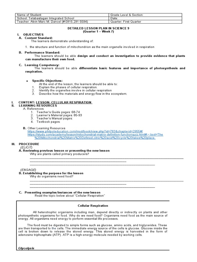 SCI9 Q1 MELC5.1CELLULAR-RESPI.-corrected | PDF | Mitochondrion | Adenosine Triphosphate