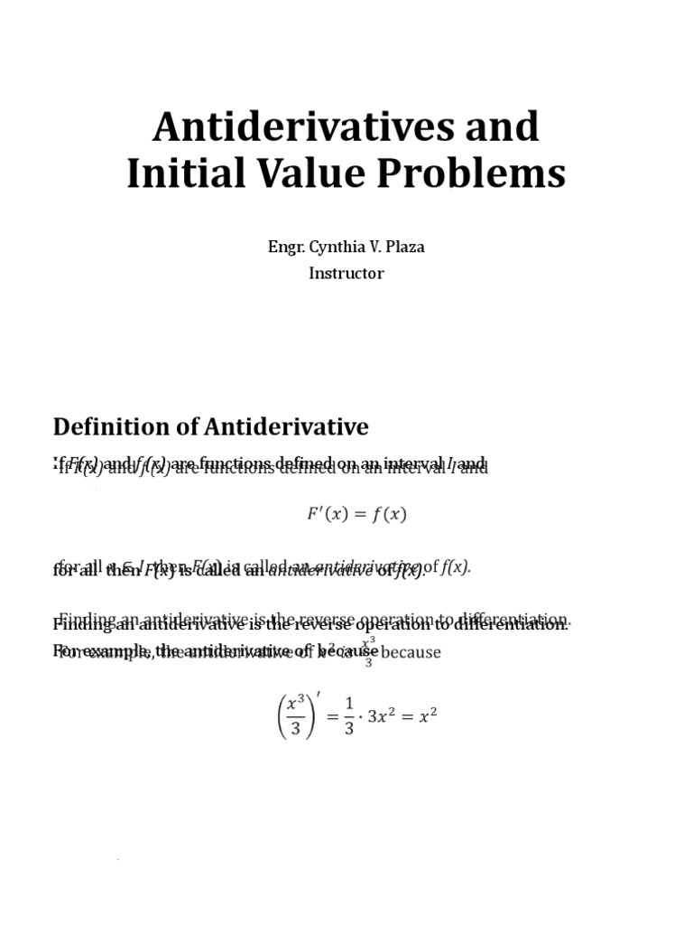 Antiderivatives and Initial Value Problems | PDF