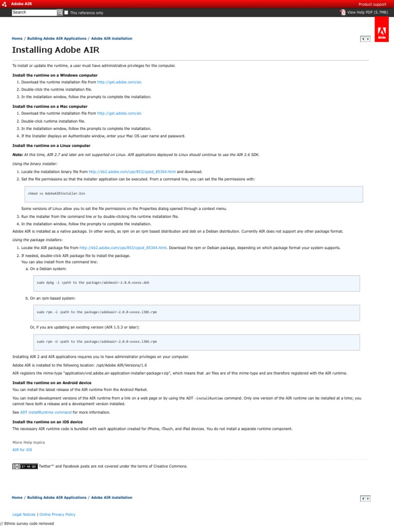 Adobe AIR - Installing Adobe AIR | PDF | Installation (Computer ...