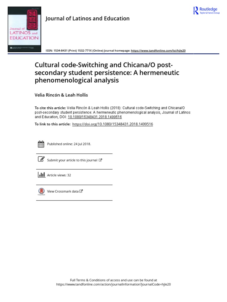 Cultural Code-Switching and Chicana o Post-Secondary Student ...