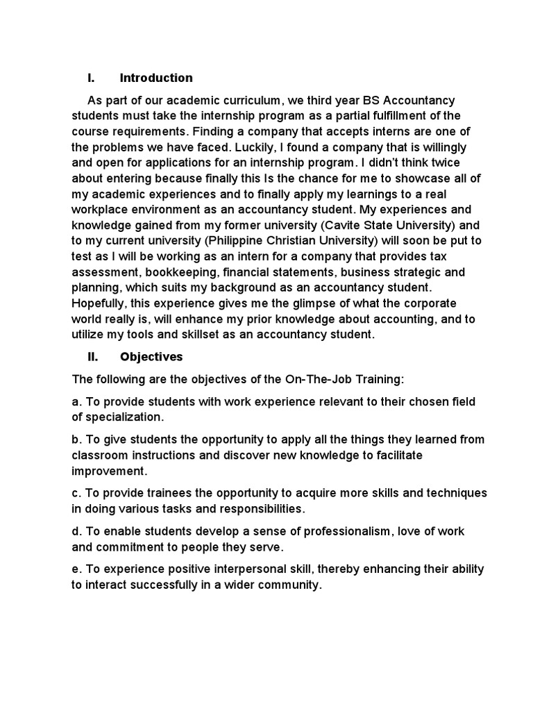 An Overview of an Accounting Internship Program: Objectives, Company ...