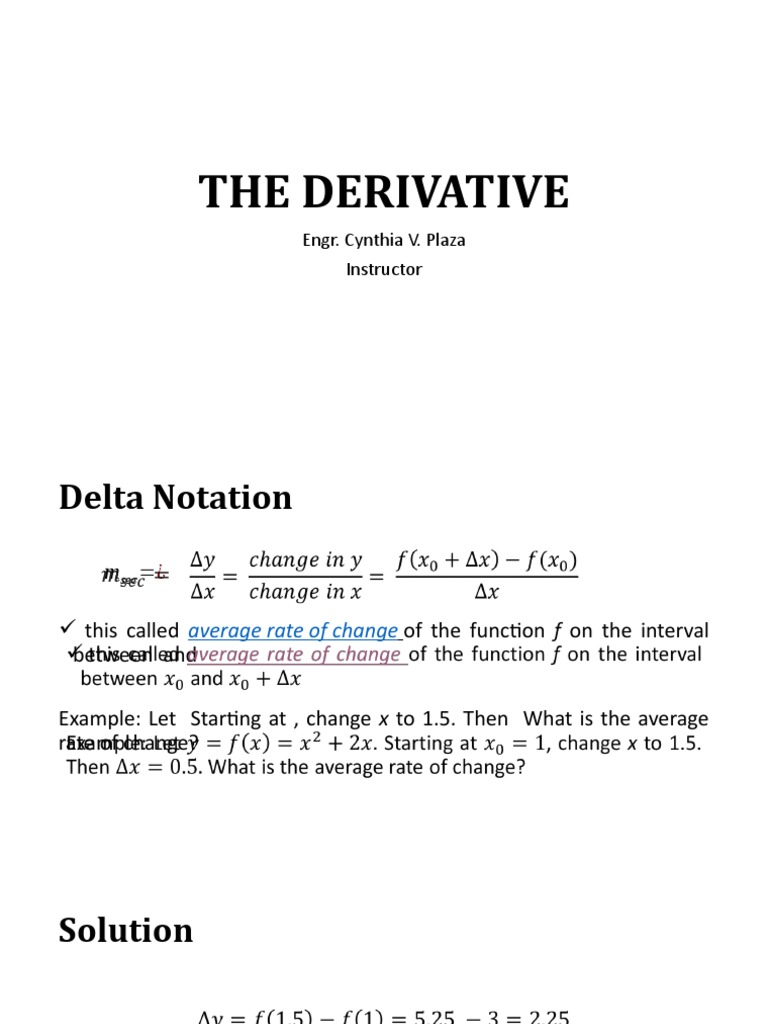 Cal - 1 The Derivative Delta Method | PDF | Science & Mathematics