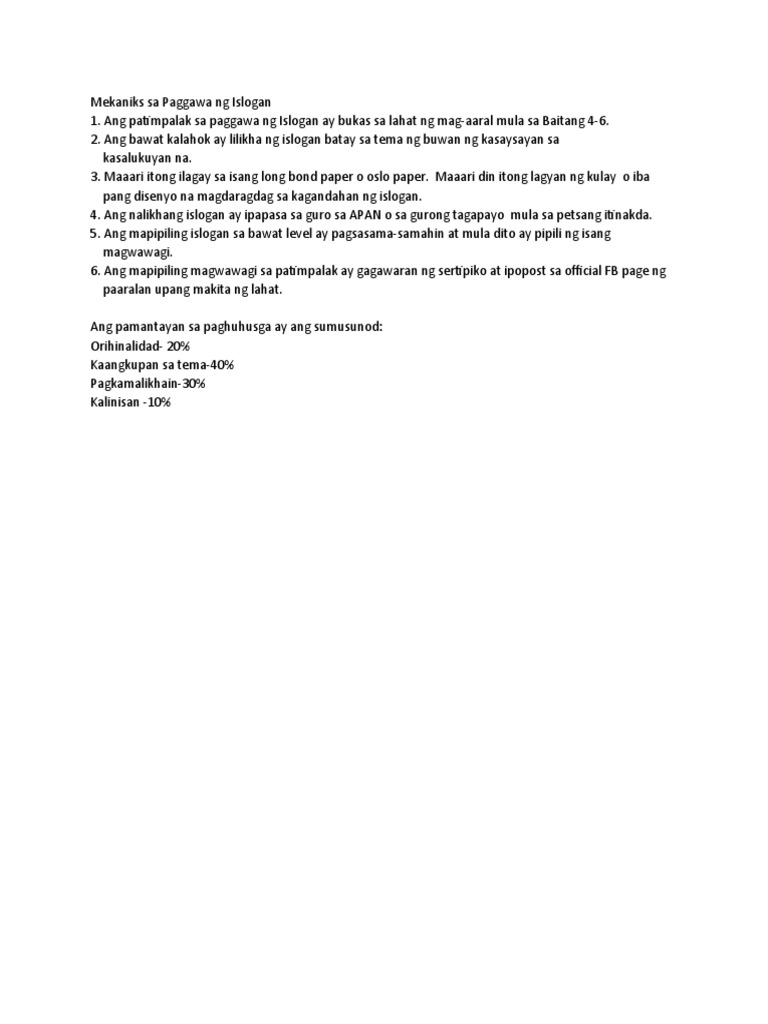 Mekaniks Sa Paggawa NG Islogan | PDF