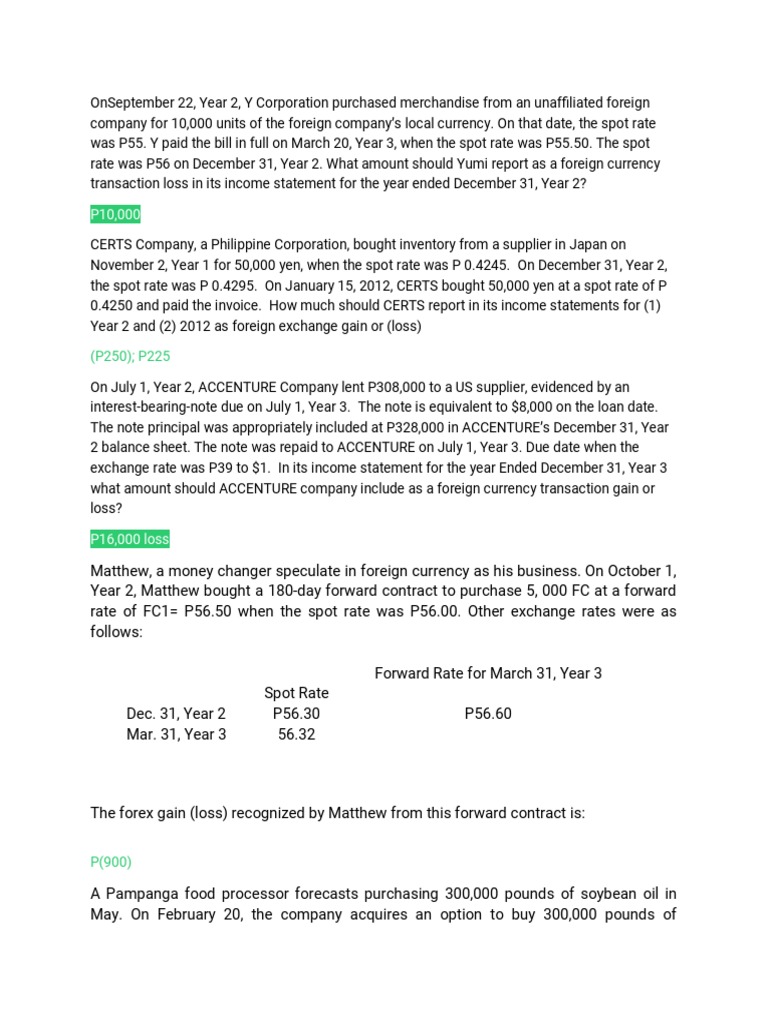 Foreign Currency Transaction Losses | PDF | Option (Finance) | Hedge ...