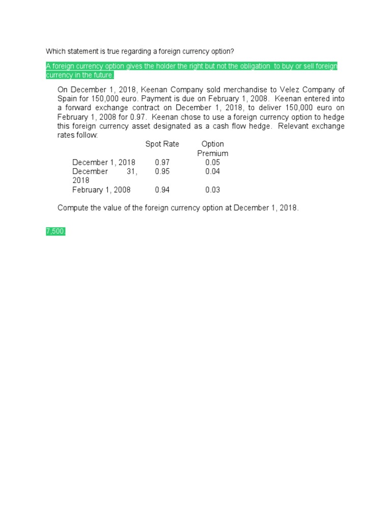 Exercise Answers - Option Contracts | PDF