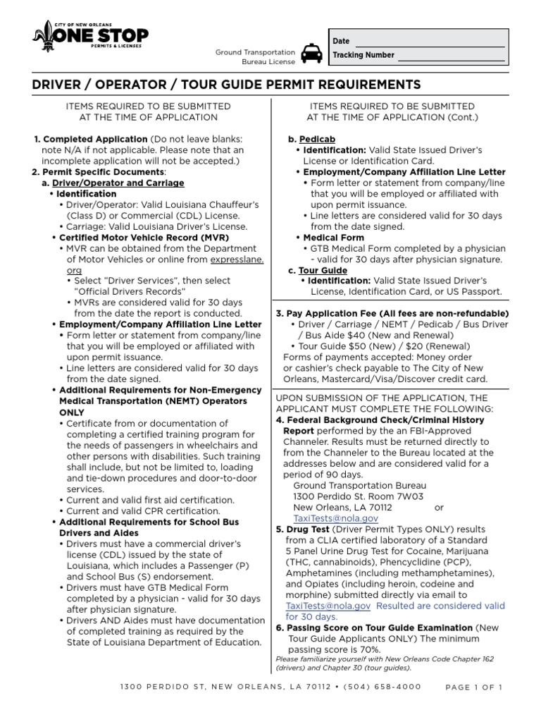 New Orleans Driver & Tour Guide Permit Guide | PDF | Plea | Identity ...
