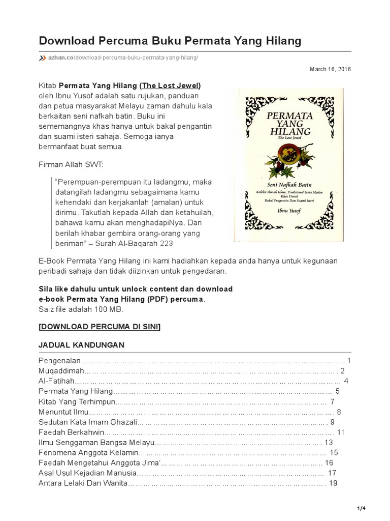 Azhan - Co-Download Percuma Buku Permata Yang Hilang | PDF