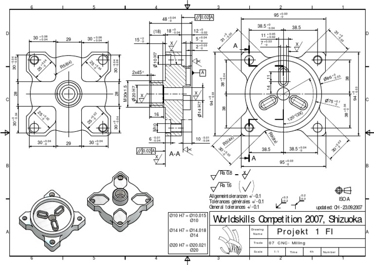 CNC Milling Drawing for Worldskills 2007 | PDF
