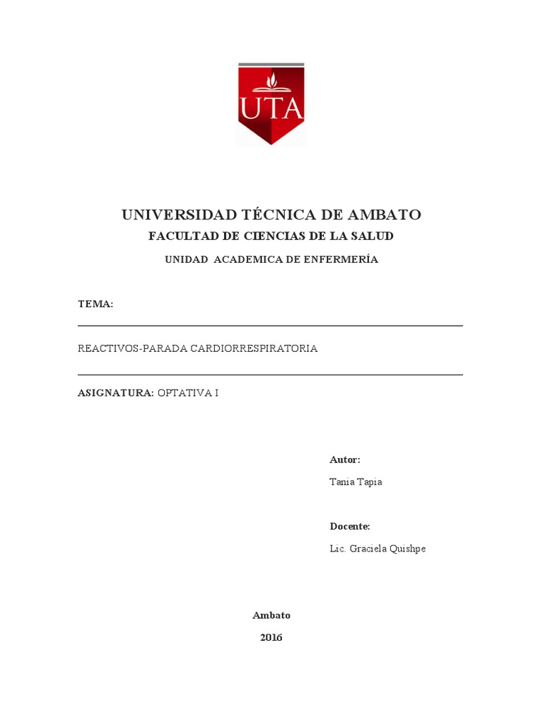 Reactivos PCR | PDF | Reanimación cardiopulmonar | Paro cardíaco