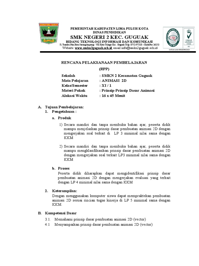 RPP Prinsip-Prinsip Animasi | PDF | Karier & Perkembangan | Seni