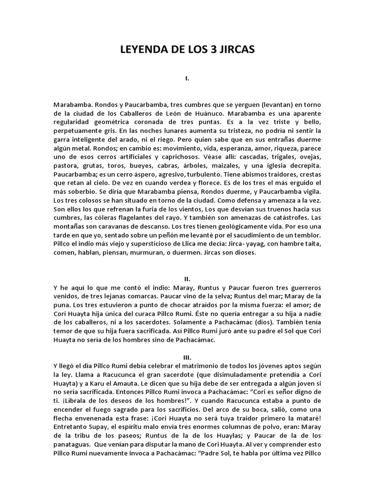 Leyenda de los Tres Jircas | PDF | Clásicos