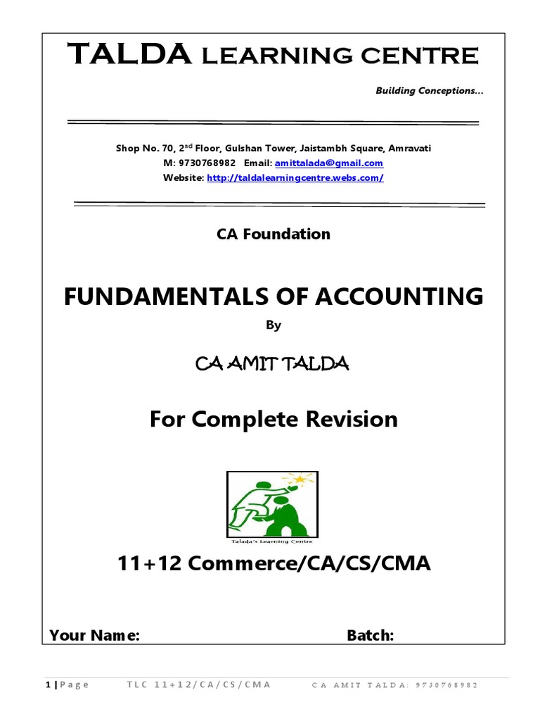 Fundamentals of Accounting | PDF | Debits And Credits | Bookkeeping