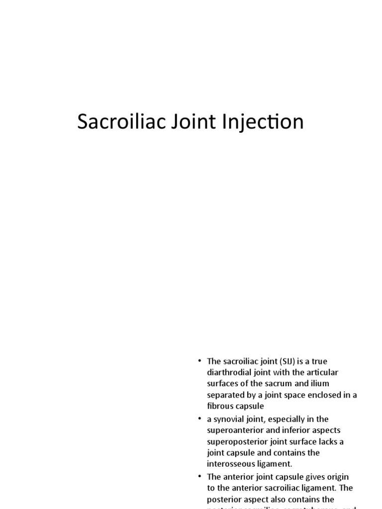 Sacroiliac Joint Injection | PDF | Musculoskeletal System | Joints
