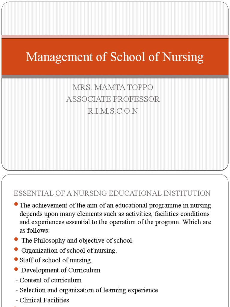 Management of School of Nursing | PDF | Nursing | Curriculum