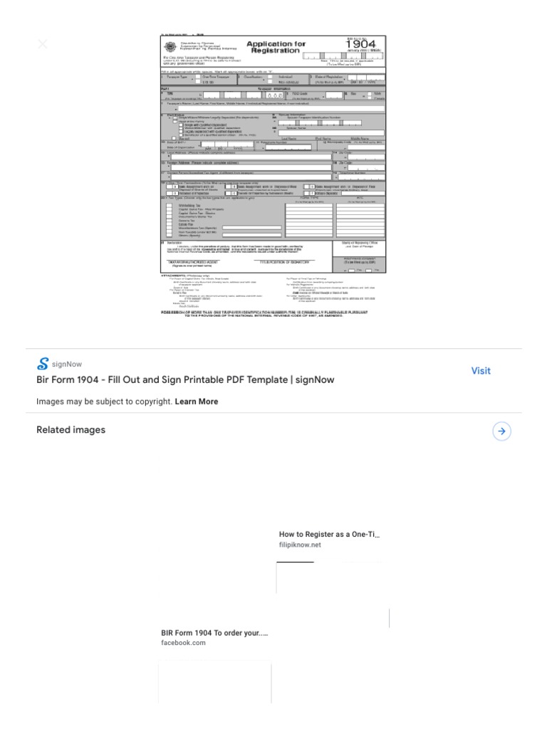 Editable BIR Form 1904 Guide | PDF